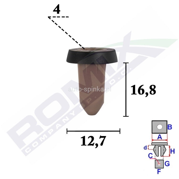 C70601 Kostka 7,2x7,2x16 zderzaka na wkręt 4,8 Audi Seat Skoda VW ...